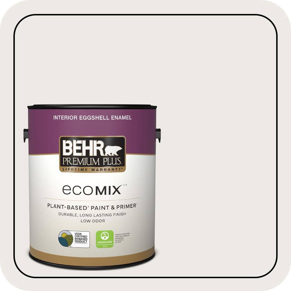 BEHR PREMIUM PLUS 1 gal. #750A-1 Chalk color Eggshell Enamel EcoMix ...