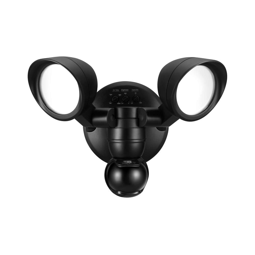 Defiant MaxDetect 240° Black Motion Sensing Wired Outdoor 2-Head LED ...
