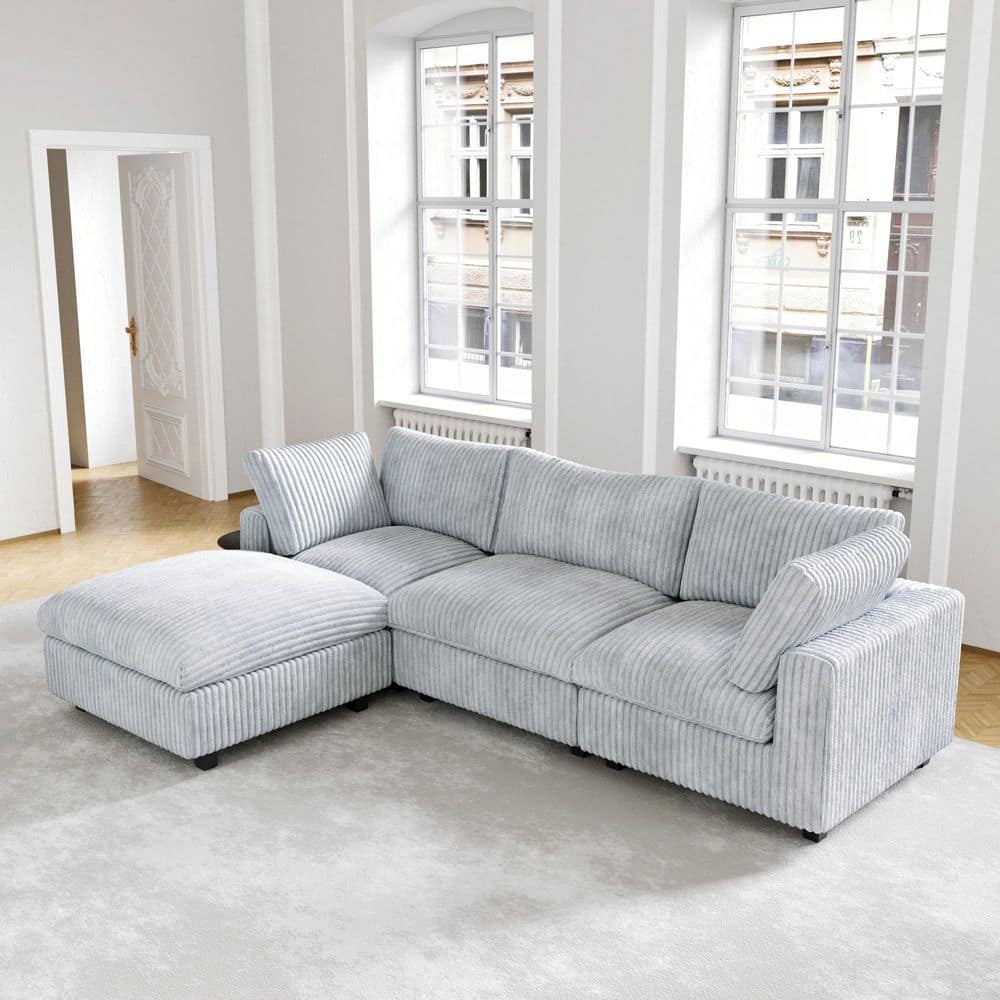 Magic Home Oversized 118 in. Square Arm Plush Velvet L-Shaped Modular ...