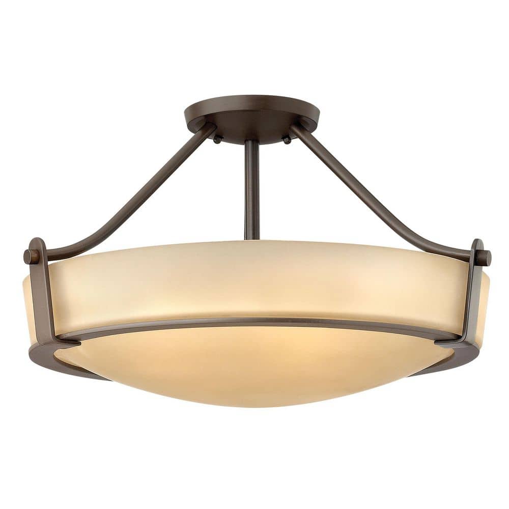 HINKLEY Hathaway 20.75 in. LED-Light Olde Bronze LED Semi-Flush Mount ...