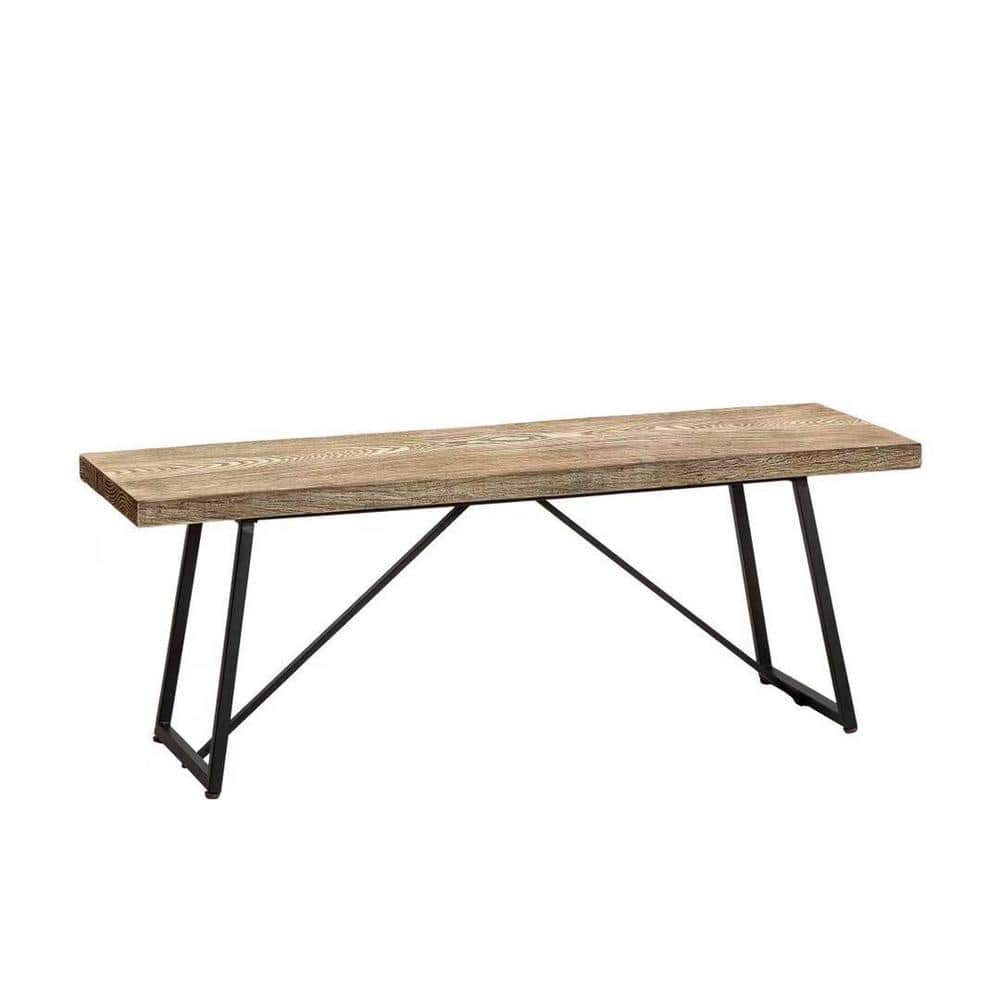 Ahokua Natural Rectangular Faux Wood Bench 18 in. H x 48 in. W x 16 in ...