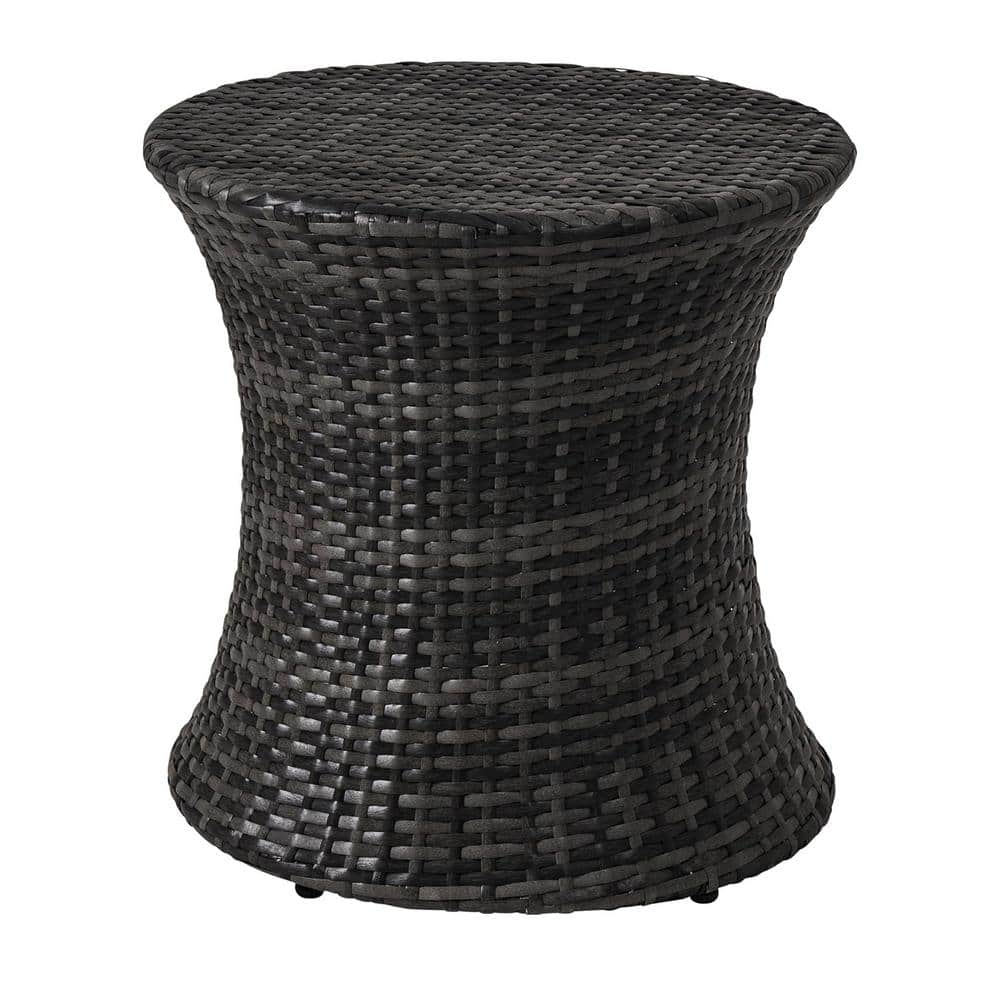 Dark Grey Round Wicker Outdoor Side Table Z0CZ43CXDN - The Home Depot