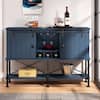 FESTIVO 52 in. Navy Wood Bar Cabinet with Sliding Door FWC20154 - The ...