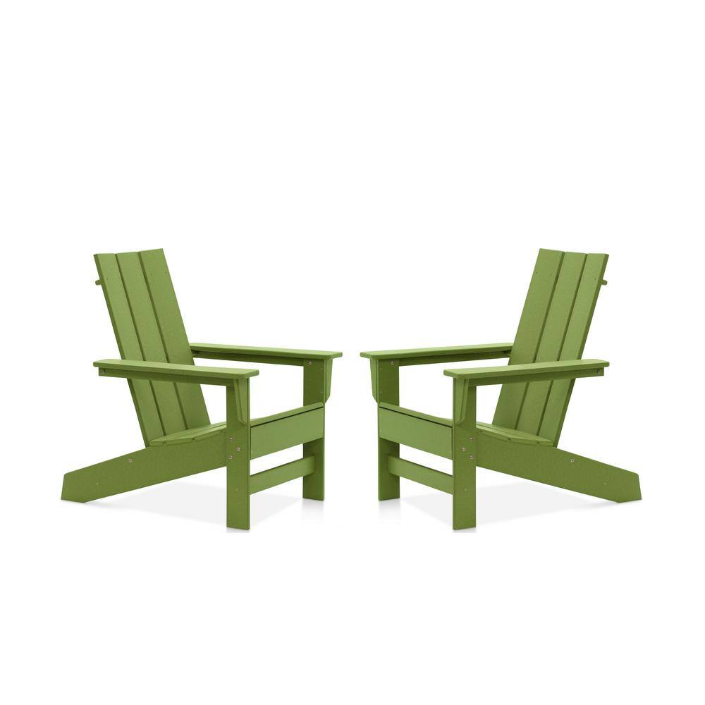 DUROGREEN Aria Lime Green Recycled Plastic Modern Adirondack Chair (2 ...