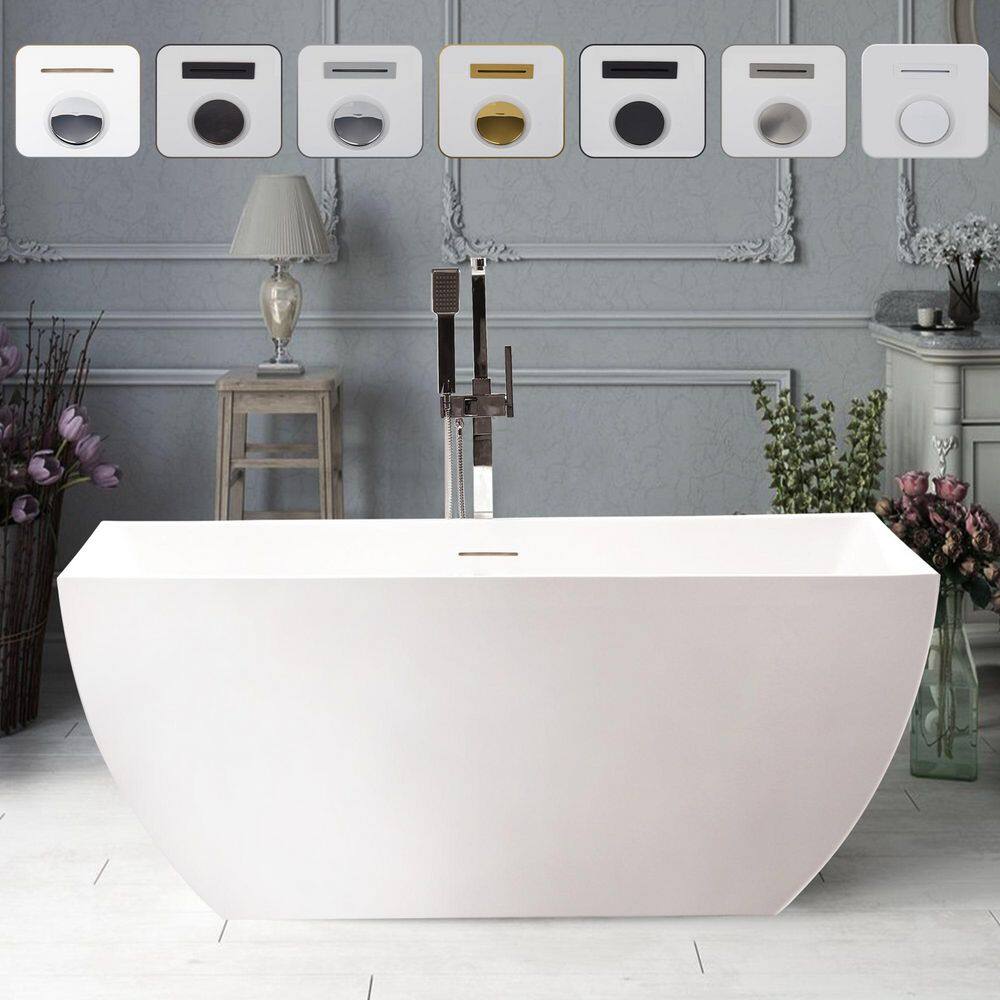 Vanity Art 67 in. Acrylic Flatbottom Freestanding Bathtub in White ...