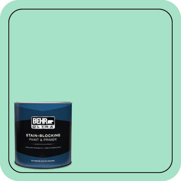 BEHR ULTRA 1 qt. #470A-3 Reef Green Satin Enamel Exterior Paint ...