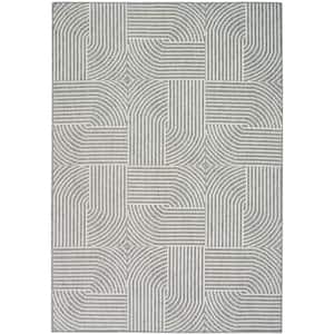 Nourison Textured Home Grey Ivory 5 ft. x 7 ft. Geometric Contemporary ...