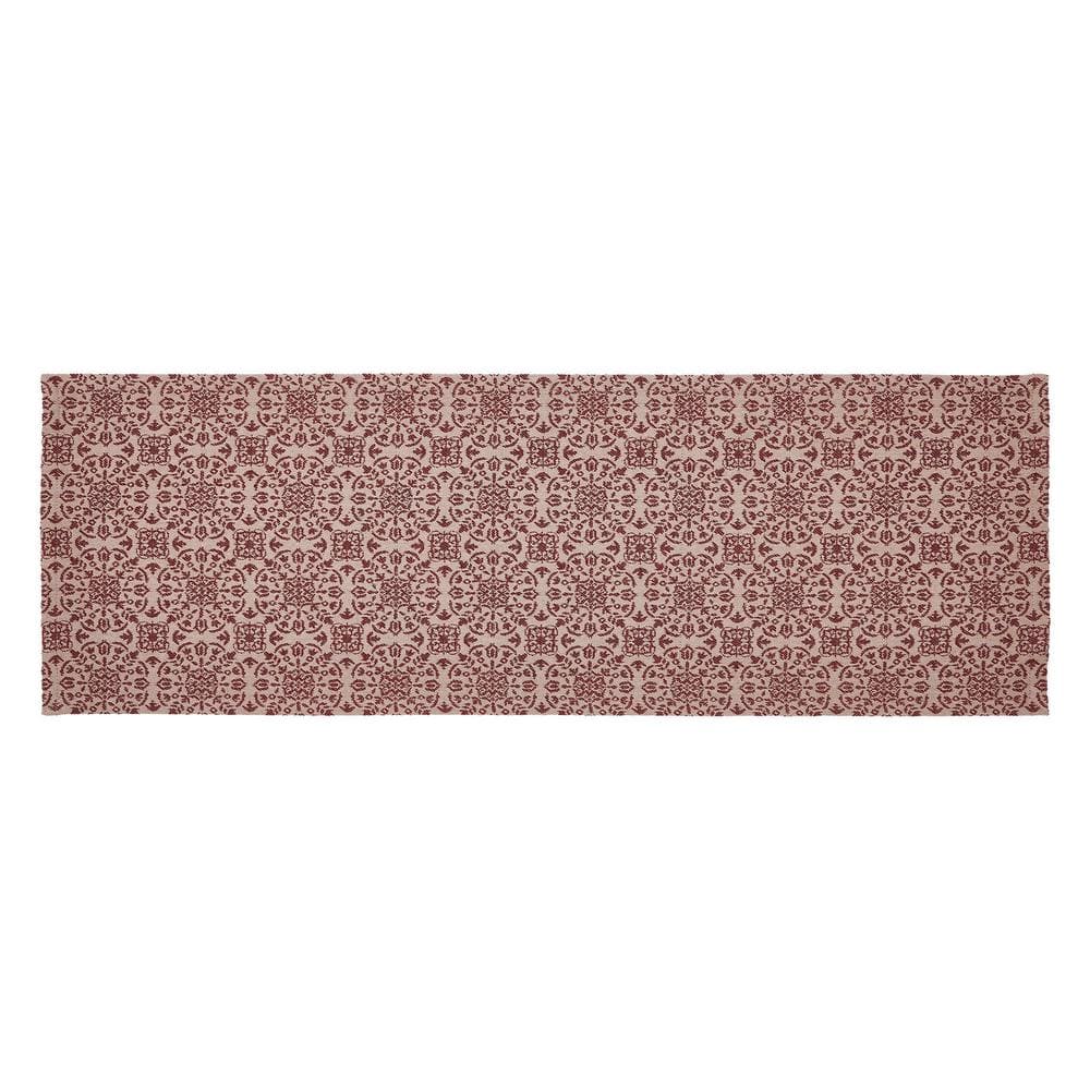 VHC BRANDS Custom House 12 in. W x 36 in. L Burgundy Jacquard Cotton ...