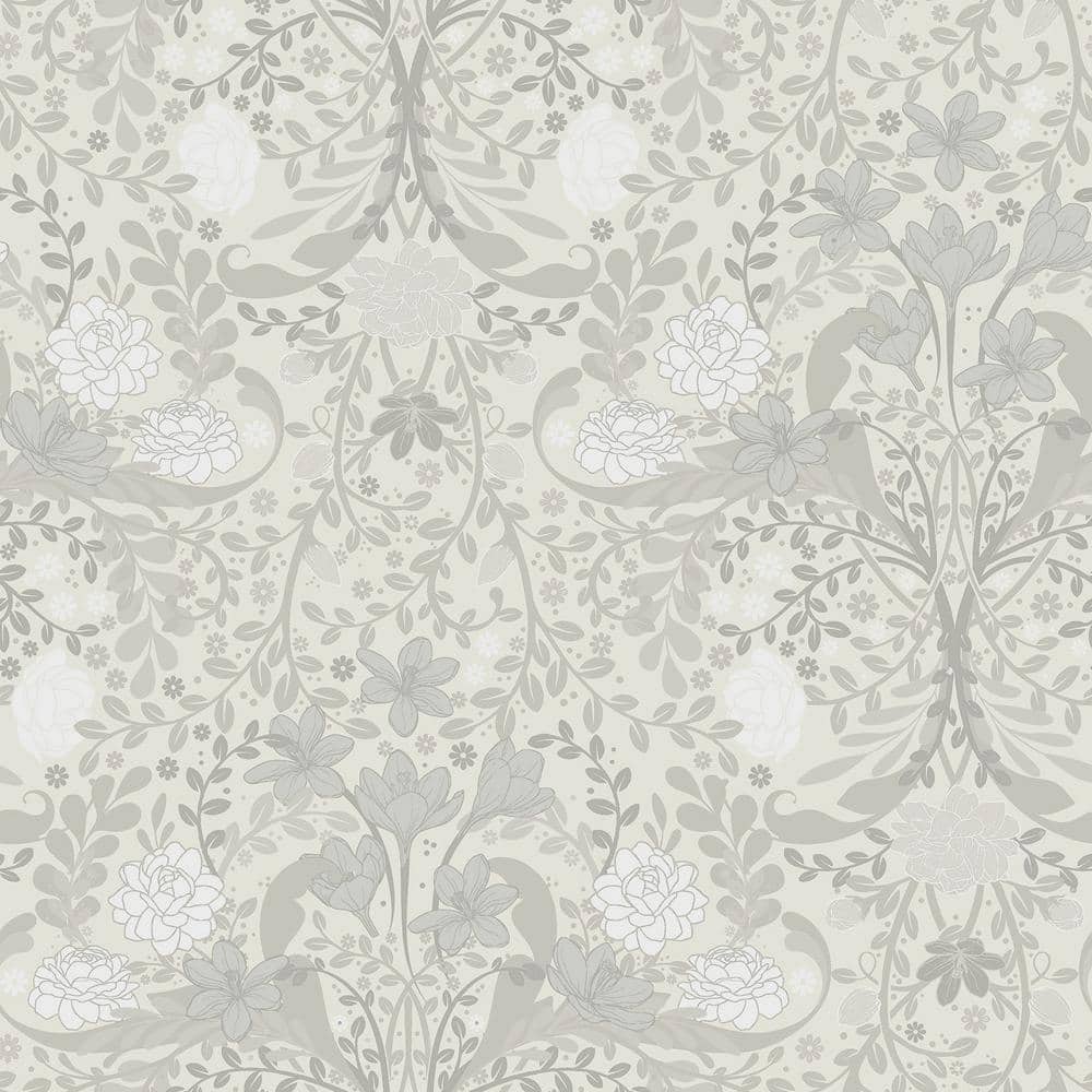 A-Street Prints Froso Light Grey Garden Damask Non Woven Paper ...