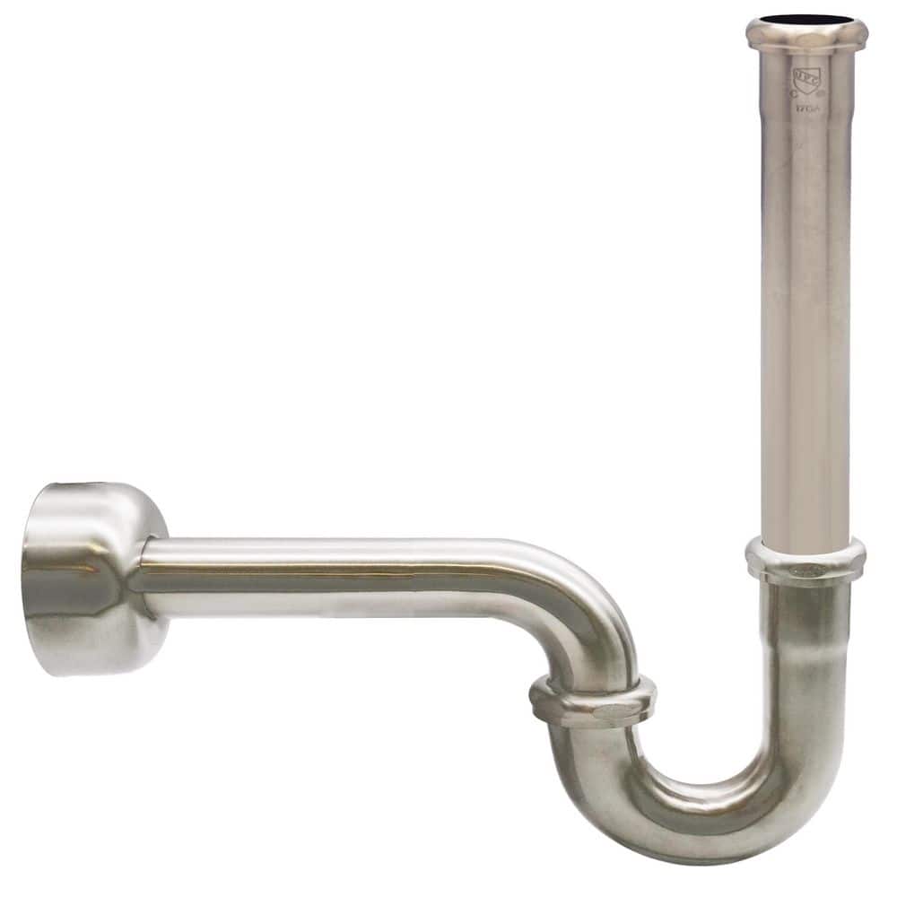Westbrass 1-1/2 in. Brass Bathroom Sink P-Trap with 12 in. Slip Joint ...