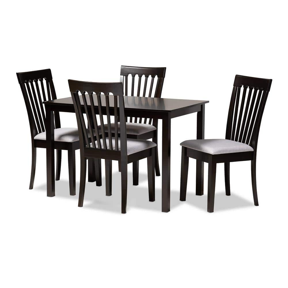 Baxton Studio Minette 5-Piece Gray and Espresso Dining Set 153-93988026 ...