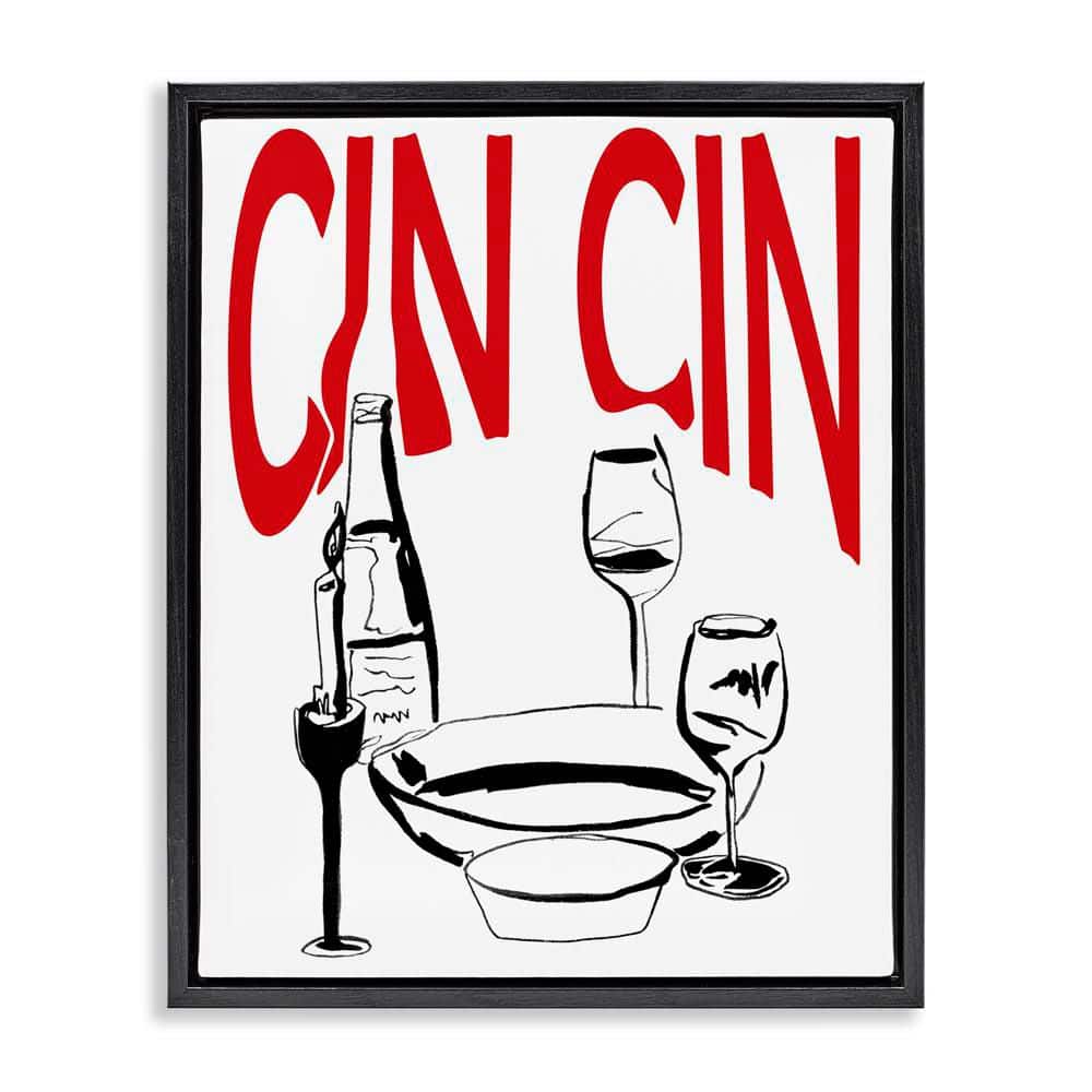 Stupell Industries Cin Cin Wine Glasses by Melissa Wang Black Floater ...