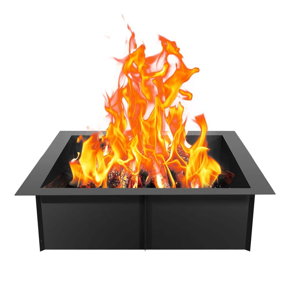 VEVOR Fire Pit Ring Square 36 in. x 36 in. Outer Steel Liner DIY ...