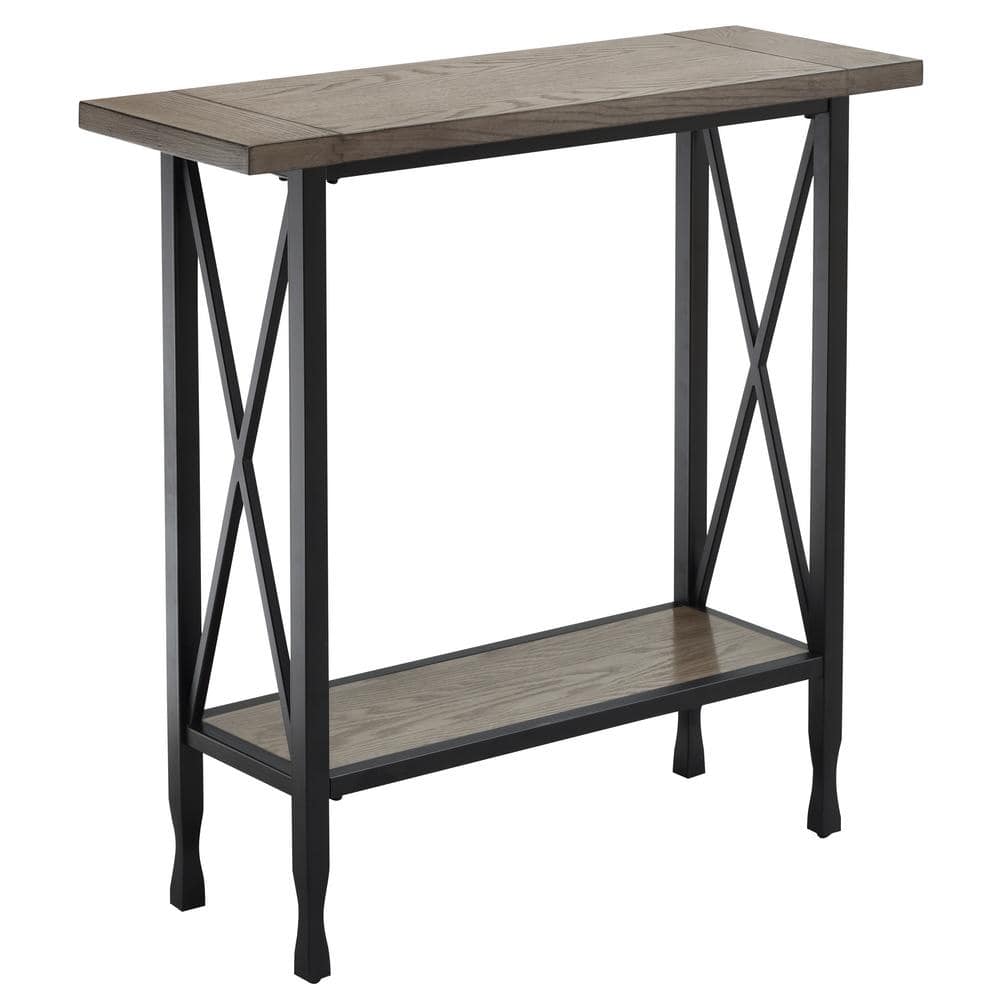 Leick Home Gray/Matte Black X Design Mixed Wood and Metal Hall Console ...