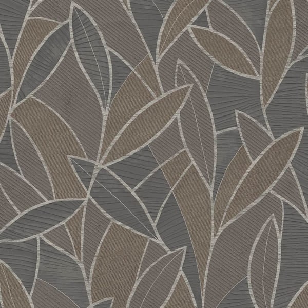 Veer Decor Carved Leaf Graphite Wallpaper 8249-AC5 - The Home Depot