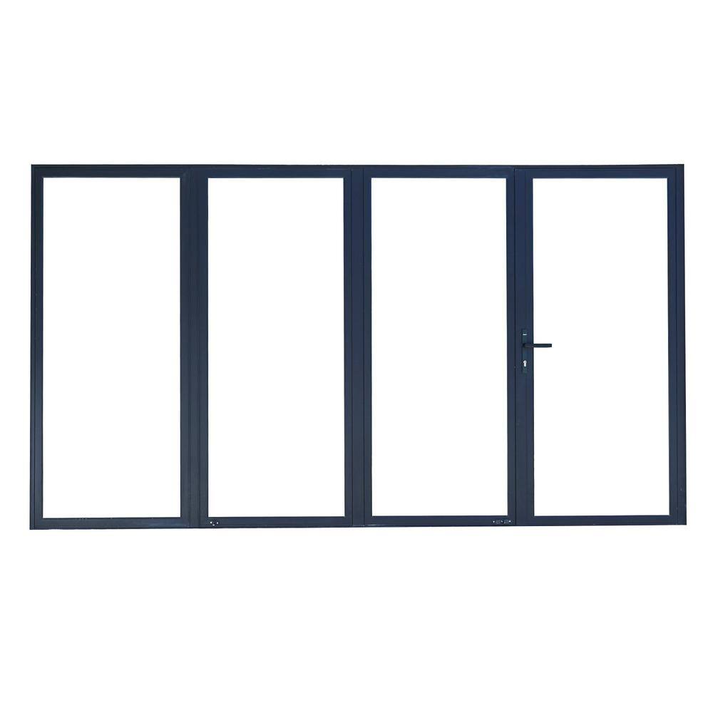 TEZA DOORS Teza 85 Series 120 in. x 80 in. Matte Black 1-Right 3-Left ...