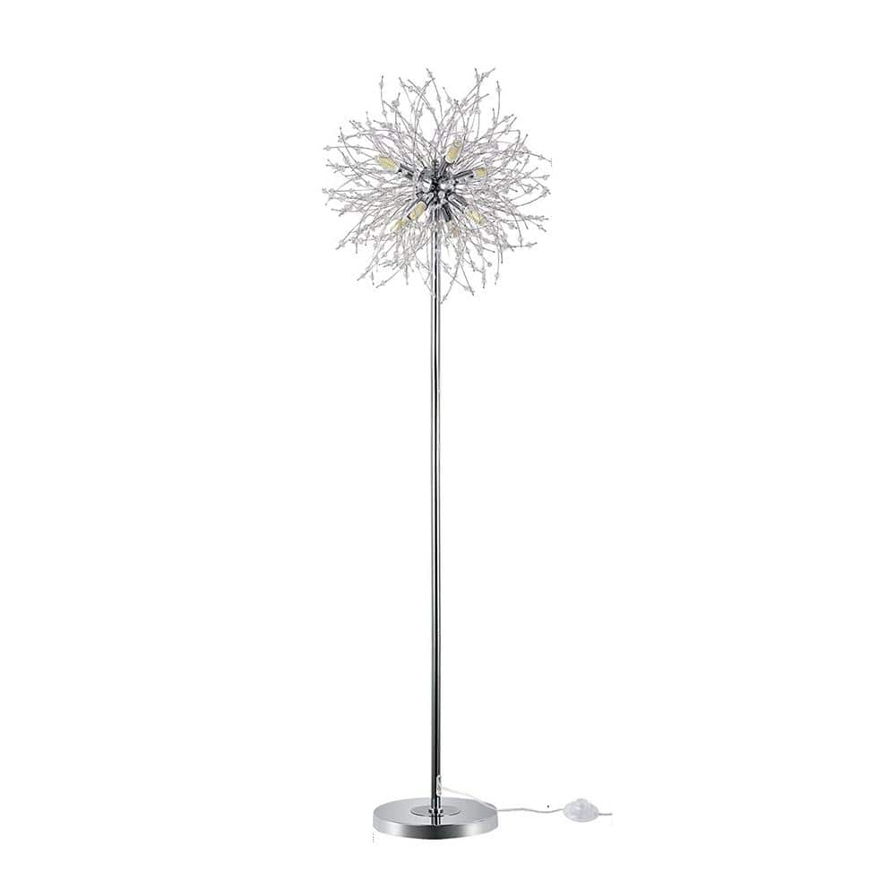 68.9 in. Silver Metal Novelty Tree Floor Lamp, Standing Floor Lamp, LED ...