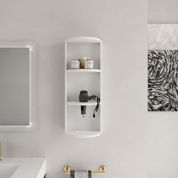 TENGYA LLC 11.81 in. W x 8.69 in. D White Decorative Wall Shelf, 3-Tier ...