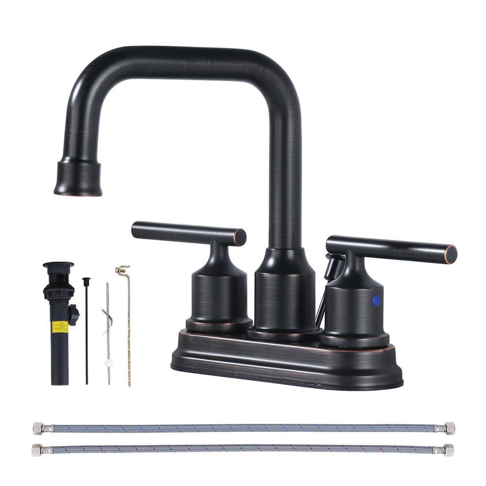 IVIGA 4 in. Centerset Double Handle Bathroom Faucet with Swivel Spout ...
