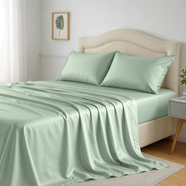 LDC LUX DECOR COLLECTION 4-Piece Green Bamboo King Cooling Sheet Set ...