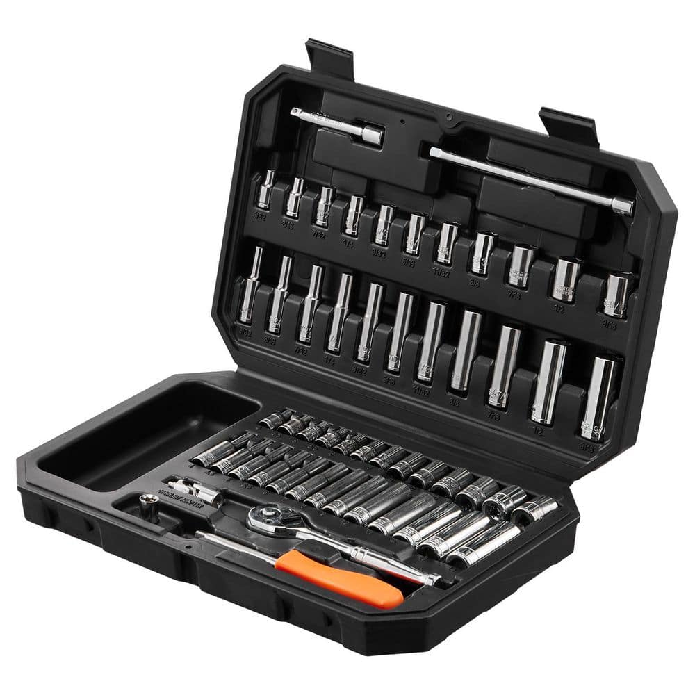 SKYSHALO Socket Set, 1/4 in. Drive Socket and Ratchet Set, 6-Point ...