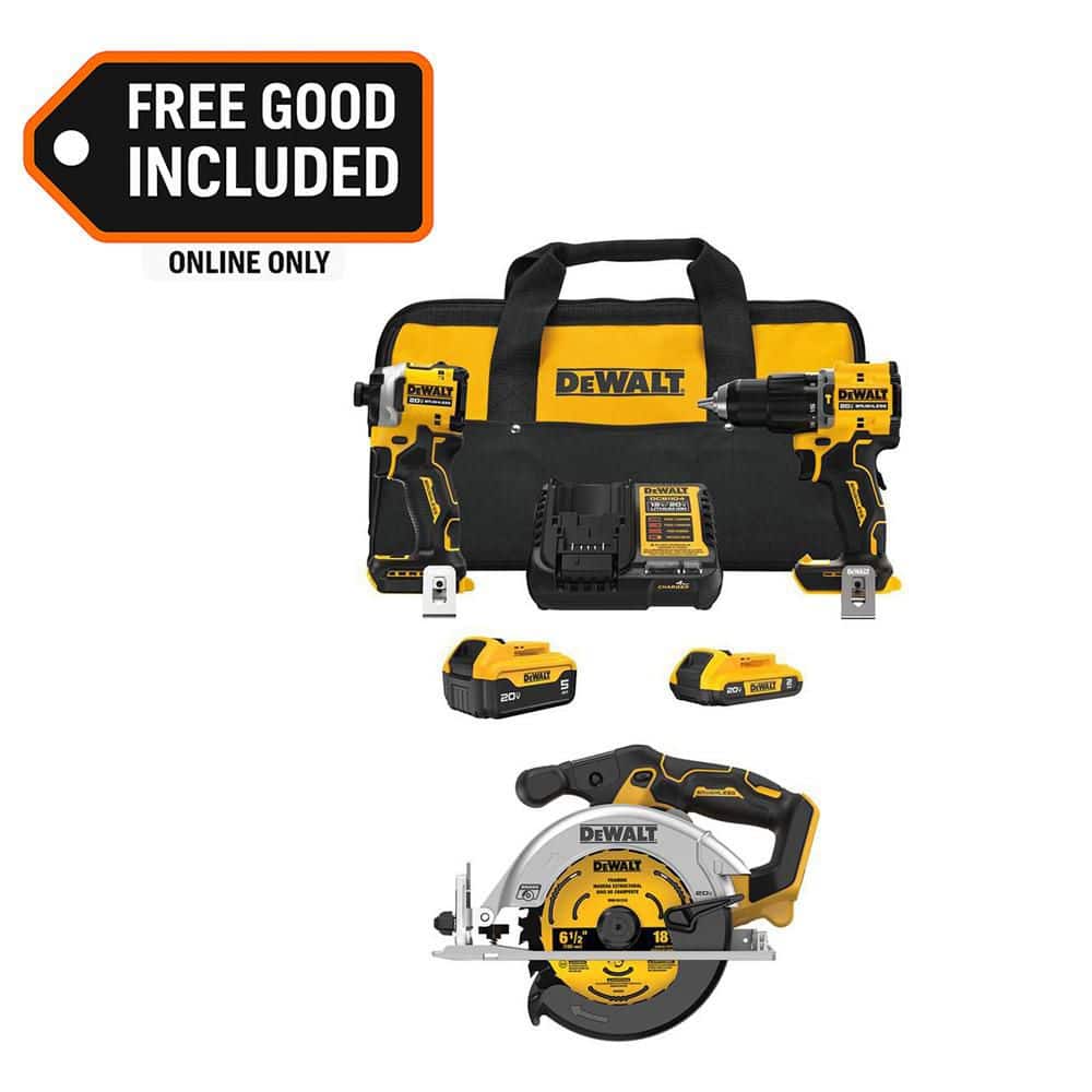 DEWALT ATOMIC 20V Lithium-Ion Cordless 2-Tool Combo Kit and Brushless 6 ...