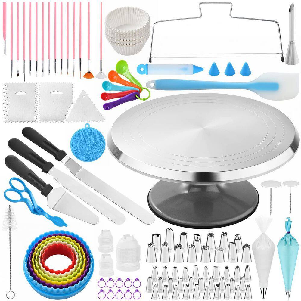 300 PCS Cake Decorating Kit with Turntable, Icing Tips, Piping Bags ...