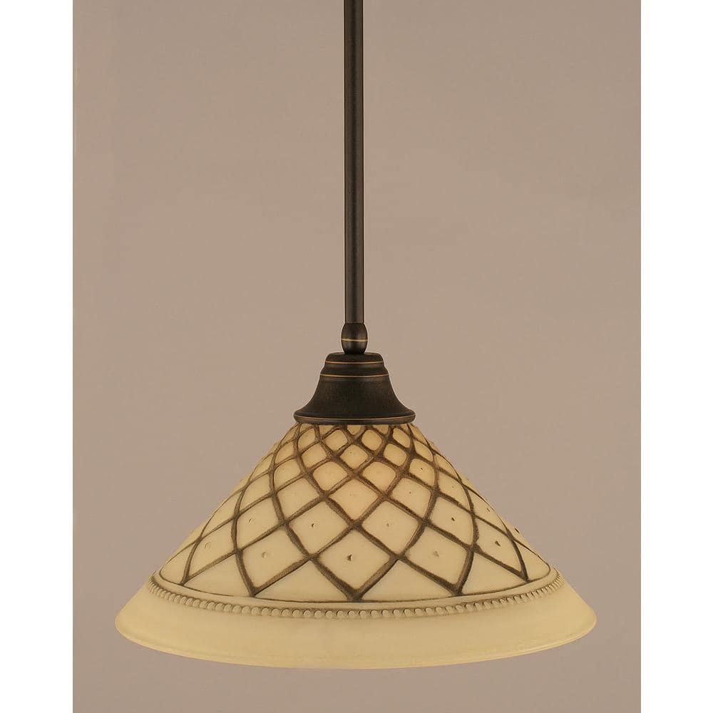 Sparta 100-Watt 1-Light Dark Granite Bowl Mini Pendant Light with Glass ...