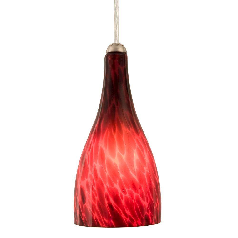 Home Decorators Collection 1-Light Red Glass Ceiling Dark Lava Pendant ...
