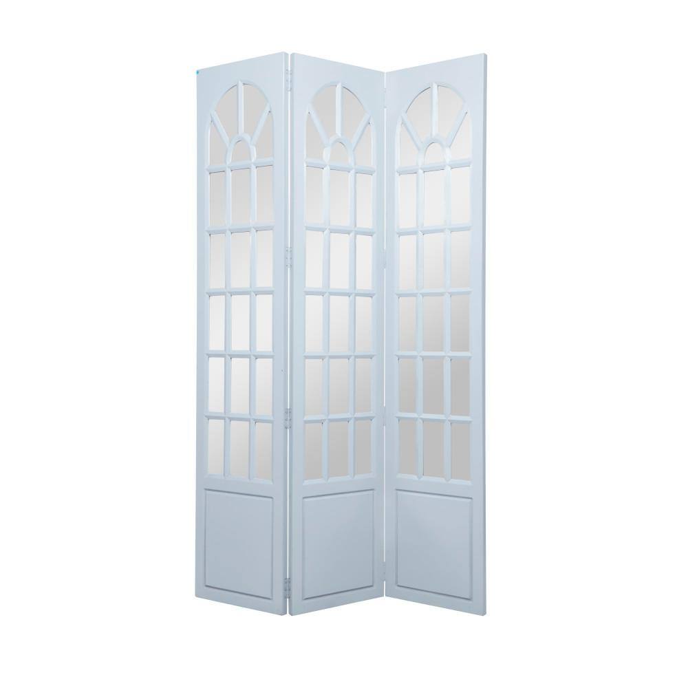 Litton Lane 6 ft. Blue 3 Panel Hinged Foldable Partition Room Divider ...