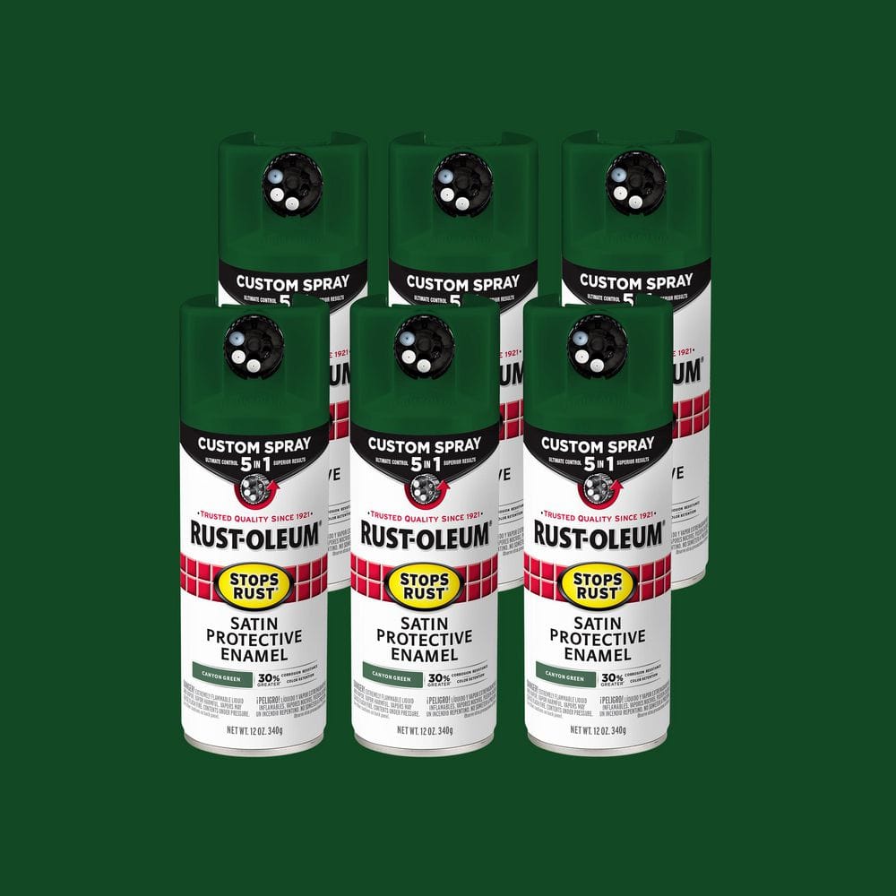 Rust-Oleum Stops Rust 12 oz. Custom Spray 5-in-1 Satin Canyon Green ...