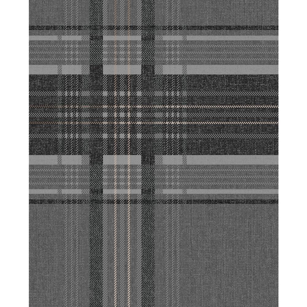 Rhea Plaid Charcoal/Rose Gold Vinyl Peelable Roll (Covers 56 sq. ft ...