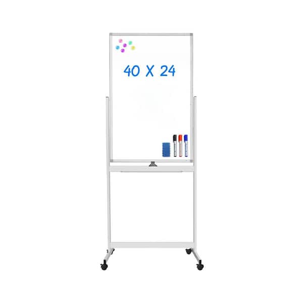 maxtek Mobile White Board, 40 x 24 Double Sided Dry Erase Board Rolling ...
