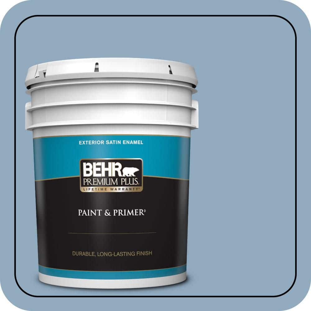 BEHR PREMIUM PLUS 5 gal. #BIC-10 Cotton Denim Satin Enamel Exterior ...