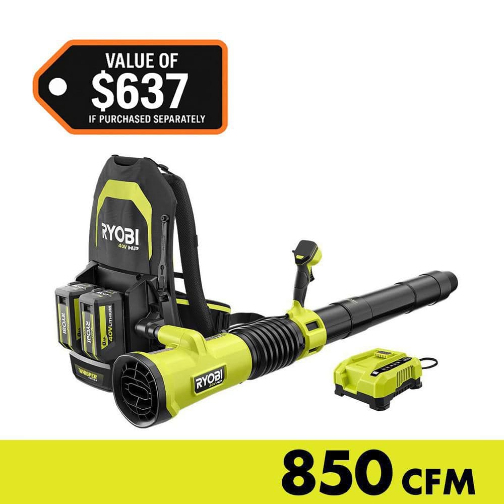RYOBI 40V HP Brushless Whisper Series 180 MPH 850 CFM Cordless Battery ...