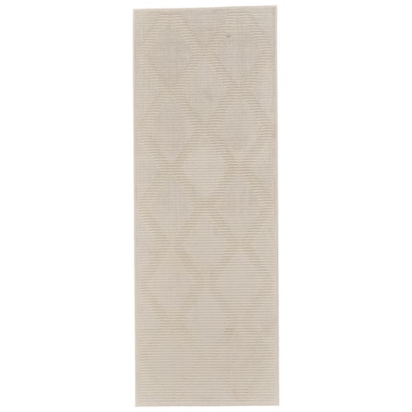 HomeRoots 2 ft. x 8 ft. Ivory and Tan Geometric Area Rug 2000511370 ...