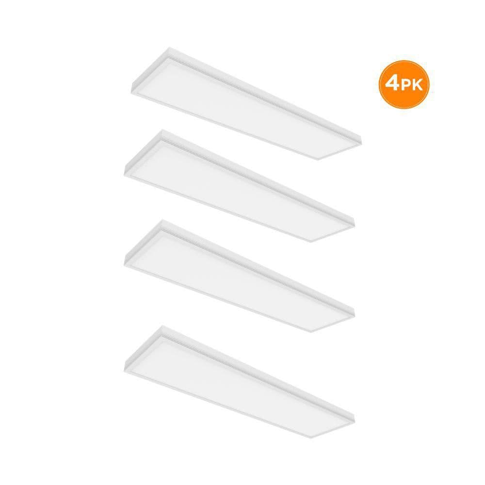 ETI LIGHTING 4-Pack PIVOT 4 ft. x 12 in. LED Flush Mount Ceiling Light ...
