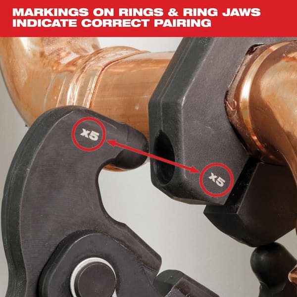 Milwaukee 1/2 in. - 1-1/4 in. CTS-V Pivoting Press Ring Kit for M12 ...