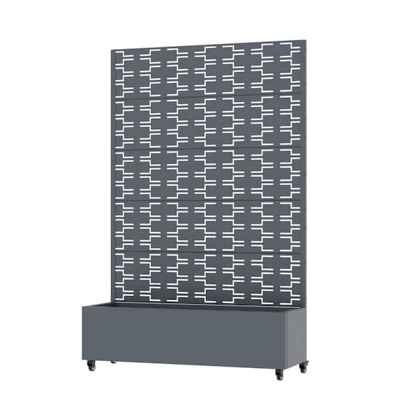 Dovelina 72 in. H x 35 in. W x 16 in. L Metal Dark Gray Rectangle Pots ...