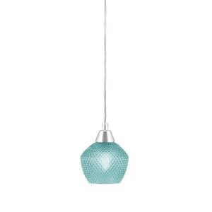 Bryson 6 in. 1-Light Chrome Cord Pendant Light with 6 in. Turquoise ...