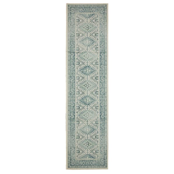 Mohawk Home Diamond Tribal Blue 2 ft. x 7 ft. Runner Area Rug 867416 ...