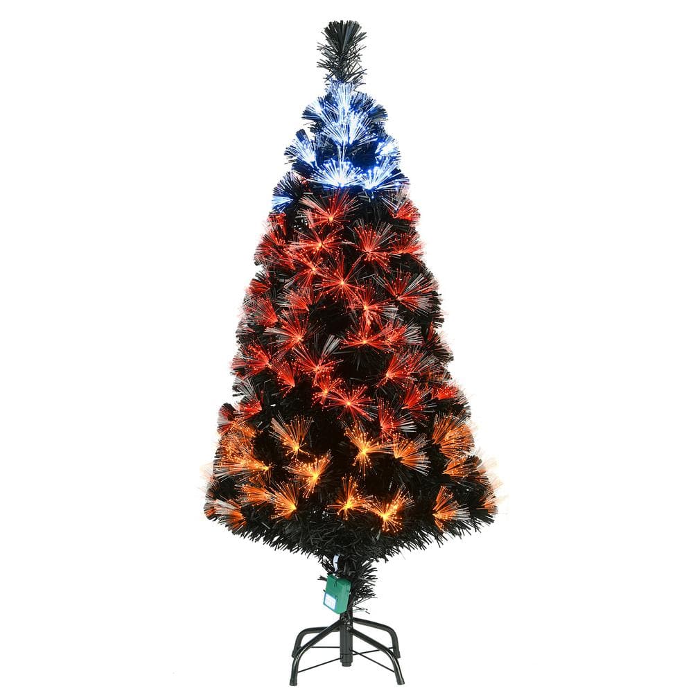 National Tree Company 4 ft. Black Fiber Optic Artificial Halloween Tree ...
