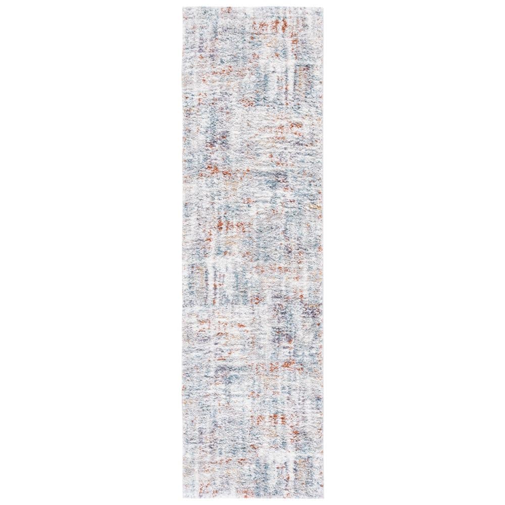 SAFAVIEH Berber Shag Blue Rust/Ivory 2 ft. x 8 ft. Abstract Runner Rug ...