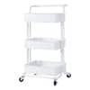 3-Tier White Corner Steel Kitchen Cart Adjustable Metal Free Standing ...