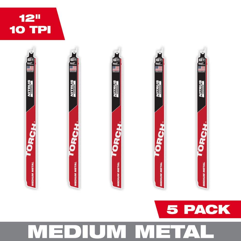 Milwaukee 12 in. 10 TPI TORCH Nitrus Carbide Teeth Medium Metal Cutting ...