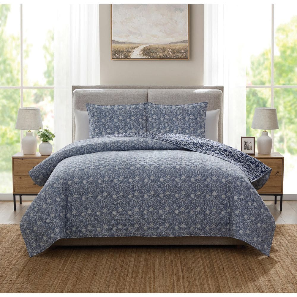 BECKI OWENS Tahna Blue 3-Piece Poly Cotton Gauze Quilt Set, Full/Queen ...