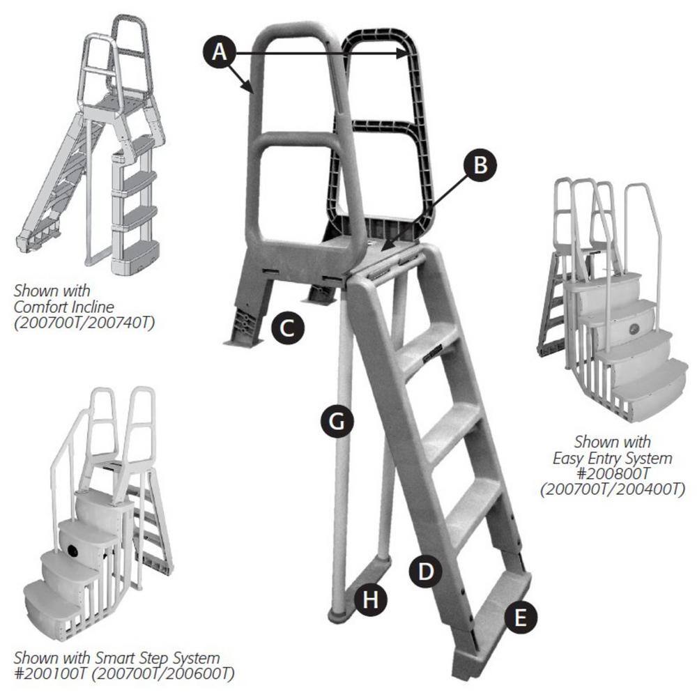 Main Access Comfort Incline Ladder for Above Ground Swimming Pools (2 ...