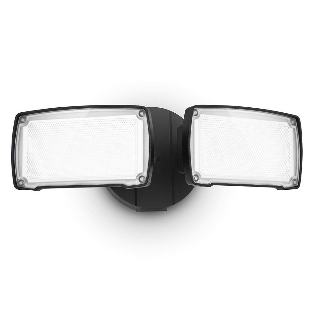 LUTEC 2-Head 300-Watt Equivalent Integrated LED Black Security Area ...