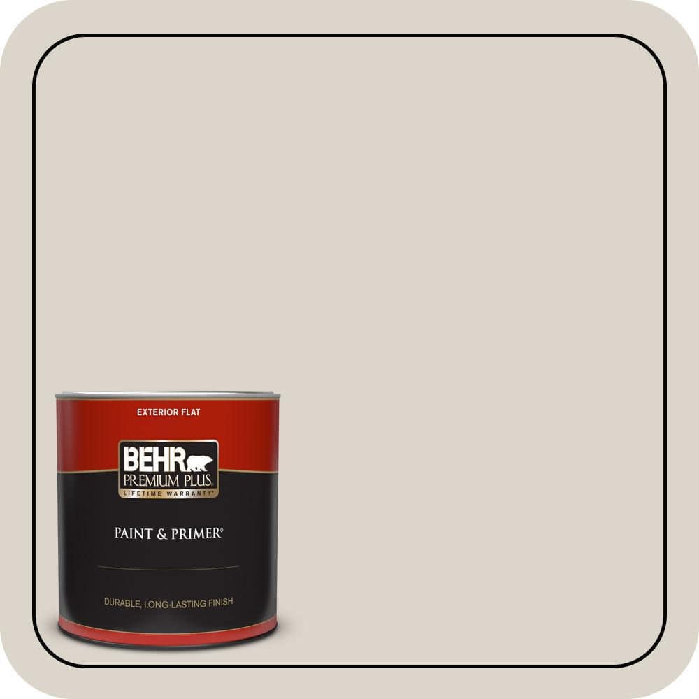 BEHR PREMIUM PLUS 1 qt. #ECC-18-2 Pebbled Shore Flat Exterior Paint ...