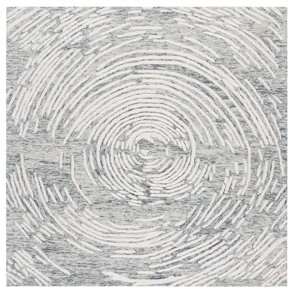 SAFAVIEH Abstract 6 ft. x 6 ft. Gray/Ivory Abstract Swirl Square Area ...